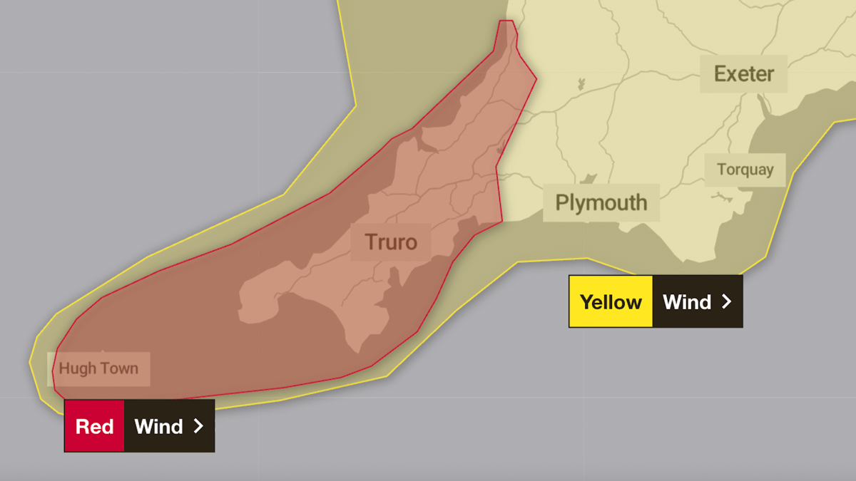 Amber warning for Cornwall as Storm Goretti hits Duchy ...